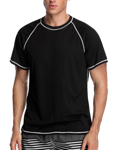 Attraco Mens Rash Guard Solid Short Sleeve Rash Guard Upf 50 Swimwear