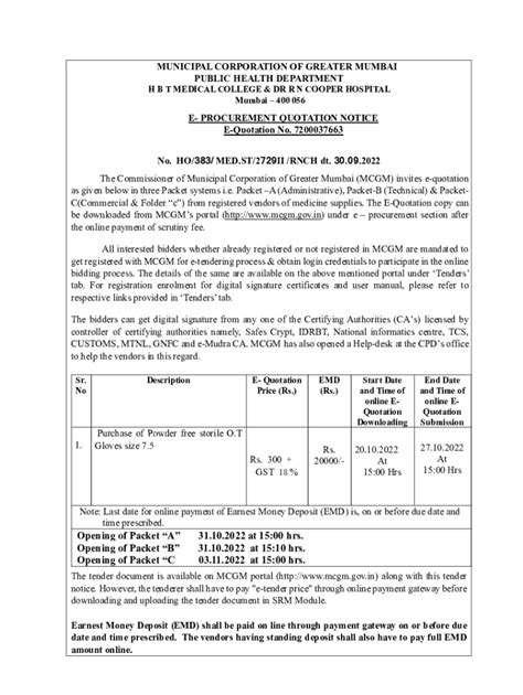 Fillable Online E Procurement Quotation Notice Fax Email Print Pdffiller