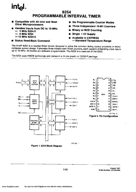 8254 Datasheet121 Pages Intel Programmable Interval Timer