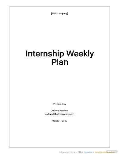 14 Internship Plan Templates In Doc Pdf
