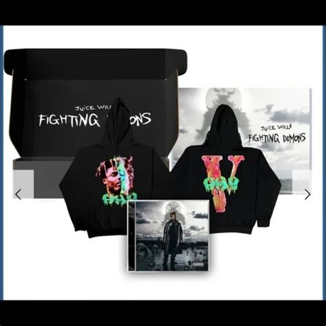 Vlone Shirts Juice Wrld Fighting Demons Vlone Black Hoodie Xl Box
