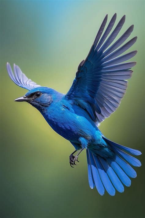 Vibrant Blue Bird In Flight Premium Ai Generated Image
