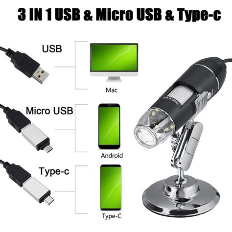3 In 1 Digital Usb Type C Micro Usb Microscope Mag Grandado