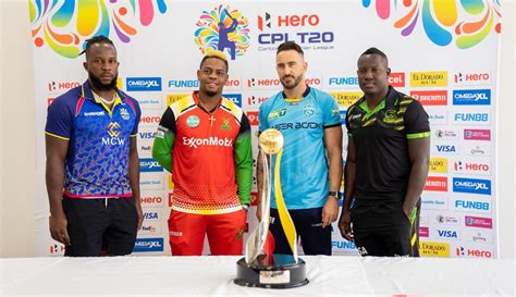 Kyle Mayers Shimron Hetmyer Faf Du Plessis And Rovman Powell Pose