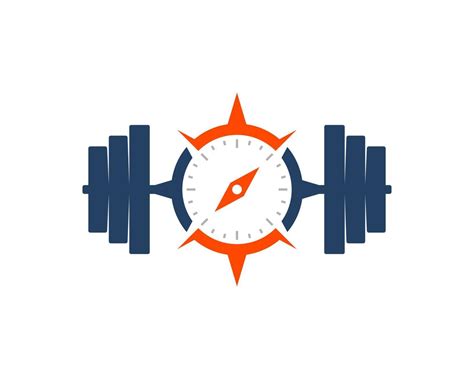 Simple Direction Compass With Gym Barbel 4890320 Vector Art At Vecteezy