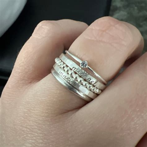Ring Set T For Mom Stackable Rings Personalized Name Rings 14k Gold Filled Name Ring