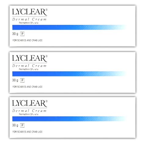 Lyclear Dermal Cream 30g X 3 Premthrin 5 Scabies And Crab Lice Trea