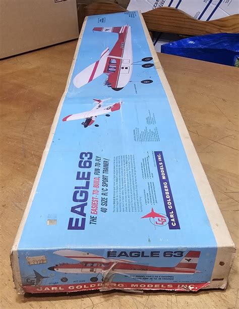 New Vintage Carl Goldberg Eagle 63 Wood Model Rc Airplane Kit