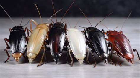 Five Different Colored Cockroaches Sitting On A Table Background Picture Of Different