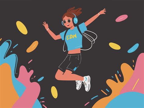 Rhythmic Jumping Exciting Edm Waves With Enthusiastic Personnel Flat