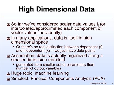 Ppt High Dimensional Data And Principal Components Analysis
