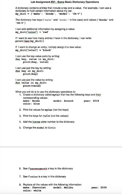 Solved Lab Assignment 21 Some Basic Dictionary Operations