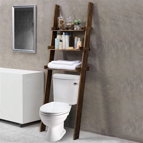 White Ladder Shelves Bathroom At Maureen Baker Blog