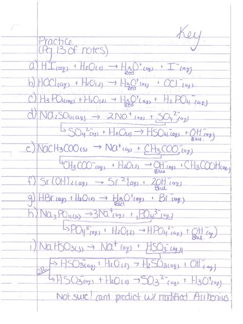 Modified Arrhenius Theory Practice From In Notes Answer Key Pdf