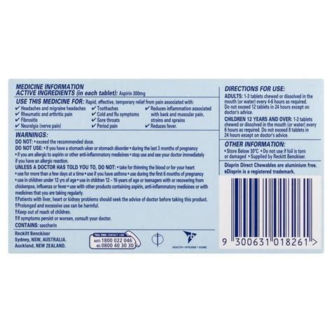 Buy Disprin Direct 24 Chewable Tablets Online At Chemist Warehouse