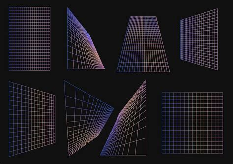 Collection Geometry Wireframe Grids In Neon Gradient Color Aabstract