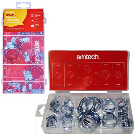 Amtech 26 Piece Hose Clamp Assortment 16 40mm White Rose Tools
