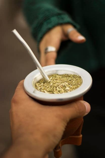 Premium Photo Sharing Yerba Mate Tea In Wooden Mate Cup With Bombilla Metal Straw Serving As A Tea