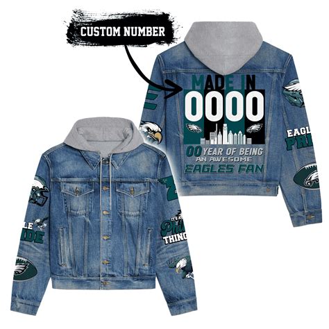 Philadelphia Eagles Hooded Denim Jacket Hd Kapotan