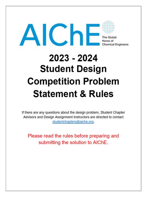 2024 Aiche Sdc Problem Statement And Rules Re Release Final Pdf