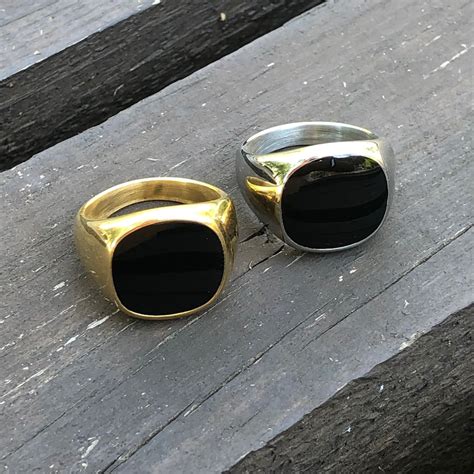 Black Signet Ring Mens Pinky Ring Signet Ring For Men Gothic Ring