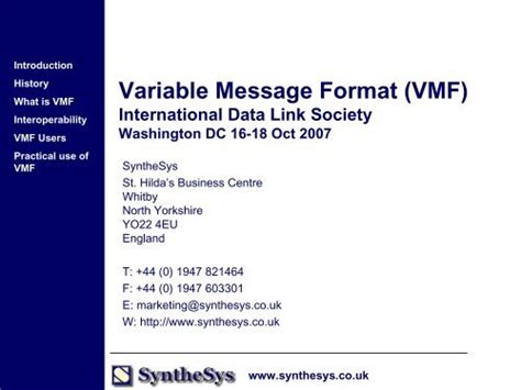 Variable Message Format Vmf Briefing To The Raf Idlsoc
