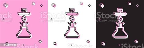 분홍색과 흰색 검은 색 배경에 격리 된 Hookah 아이콘을 설정합니다 벡터 개인 장식품에 대한 스톡 벡터 아트 및 기타 이미지