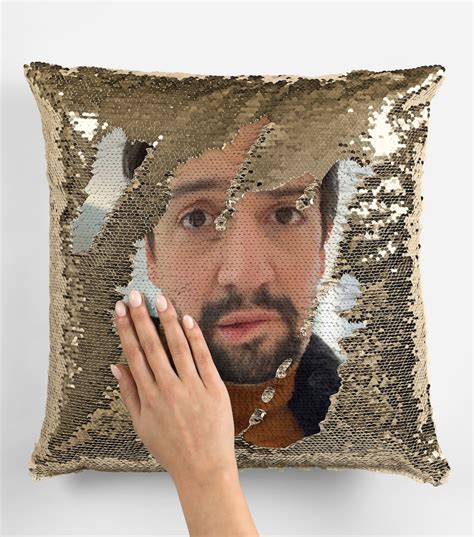 Lin Manuel Miranda Lip Bite Meme Sequin Pillow Cover Celebrity Sequin