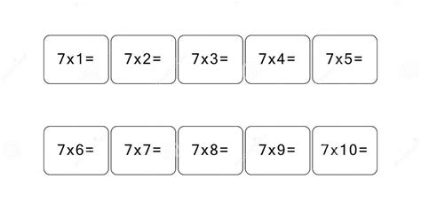 Multiplication And Division Table Of 7 Maths Card With An Example