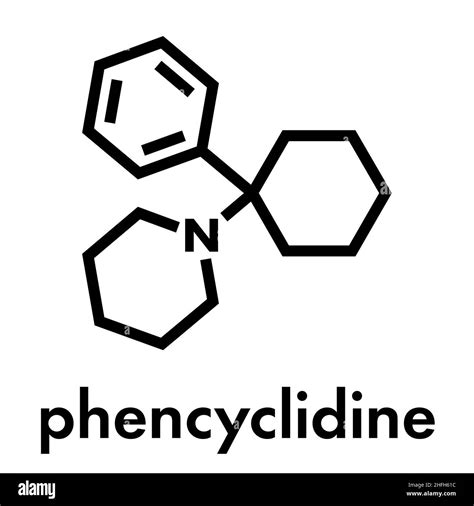 Stylized Skeletal Formula Chemical Structure Black And White Stock
