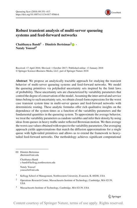 Robust Transient Analysis Of Multi Server Queueing Systems And Feed