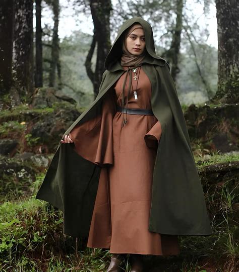 Linen Rami Hooded Cloak Womens Medieval Renaissance Cape Etsy