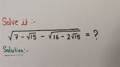Solve The Root Of Root Math Youtube
