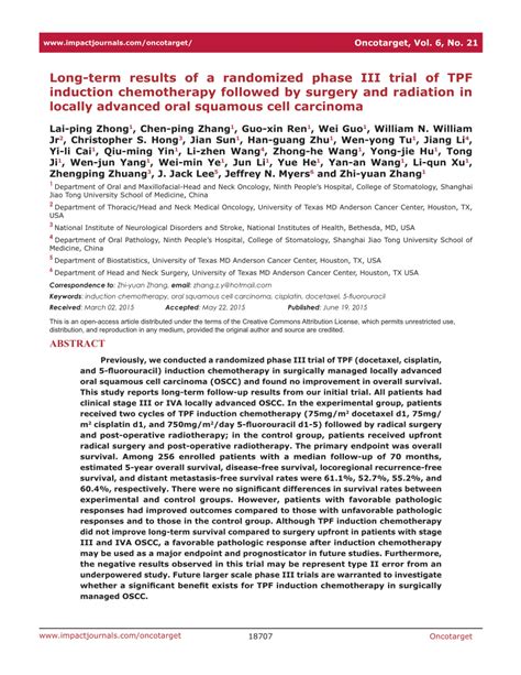 Pdf Long Term Results Of A Randomized Phase Iii Trial Of Tpf