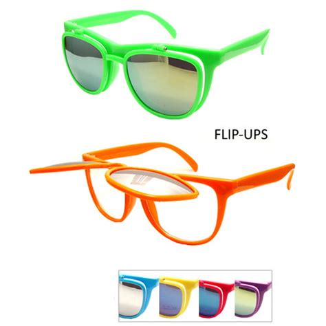 Neon Bright Color Frames Flip Ups Sunglasses Flashback And Freedo