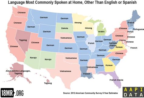 Infographic Most Commonly Spoken Languages In The Us By State Most