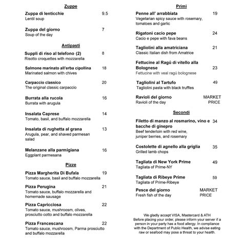 Seccarelli Ristorante Menu Puerto Rico