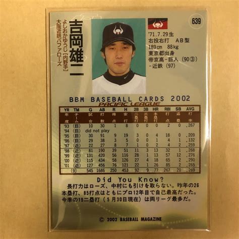 Yahooオークション 吉岡雄二 2002 Bbm 大阪 近鉄 バファローズ トレ