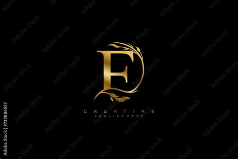 Luxury Gold Letter F Logo Design With Beautiful Flower And Leaf