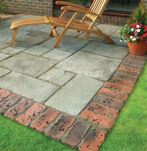 Cement Patio With Brick Border