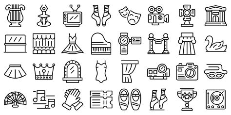 Ballet Icons Set Outline Style 8823746 Vector Art At Vecteezy