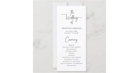 Simple Script Wedding Program Zazzle