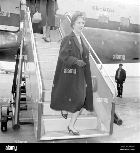 Queen Ingrid Of Denmark At London Airport Arrives For Prince Margaret