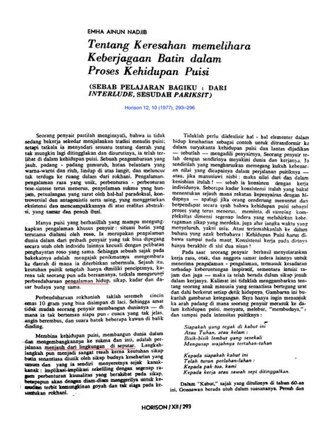 Nadjib 1977 1974 Proses Kehidupan Puisi Pdf