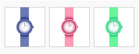 남성 여성 어린이를 위한 다채로운 클래식 손목시계 블루 핑크 그린 시계 세트 평면의 벡터 일러스트레이션 다이얼의 시간 시계의 손 디자인용 0명에 대한 스톡 벡터 아트 및