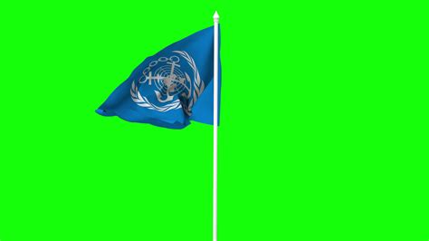 International Maritime Organization Imo Flag Waving In Wind With Pole 3d Rendering Chroma Key