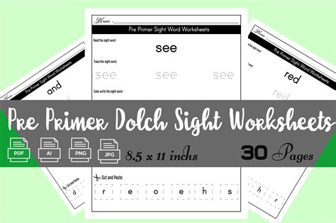 Pre Primary Dolch Sight Words Worksheets Graphic By Mahin Publications