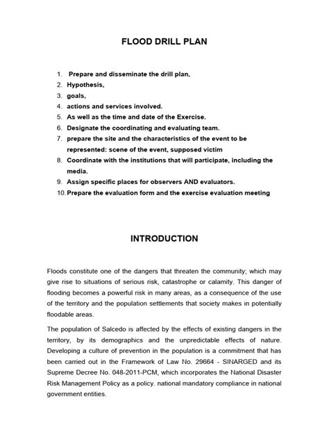 Flood Drill Plan Pdf Flood State Of Emergency