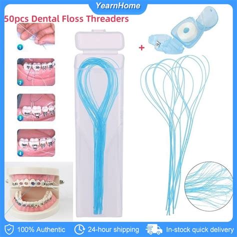 50pcs Dental Floss Threaders Dental Traction Line Oral For Orthodontic