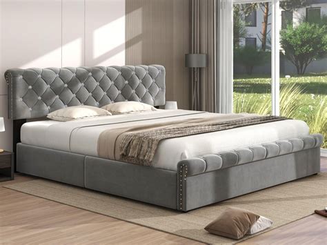 Opbergbed 160 X 200 Cm Met Verstelbaar Hoofdeinde Fluweel